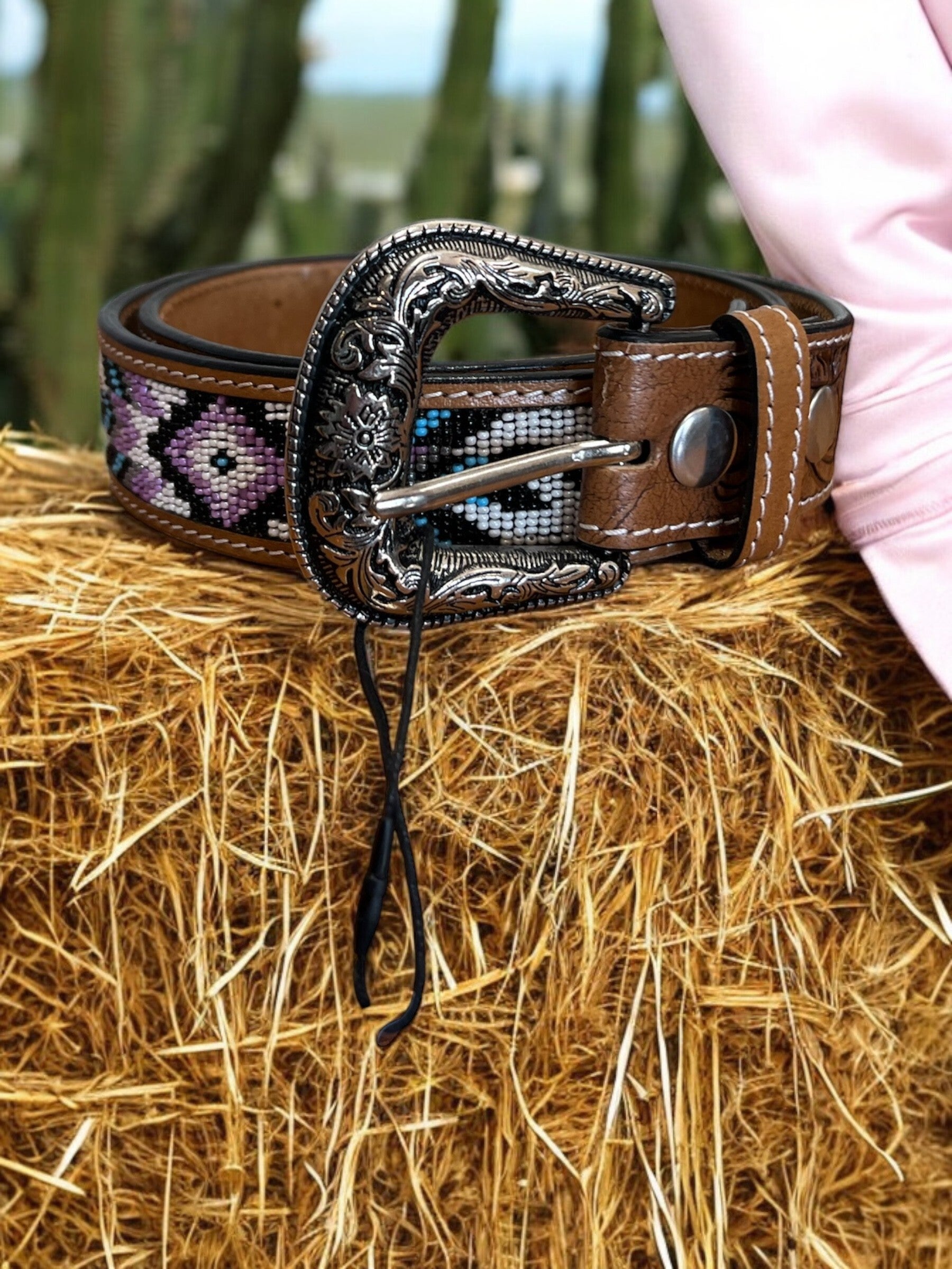 Beaded Aztec Tooled Belt | MILBY & CO